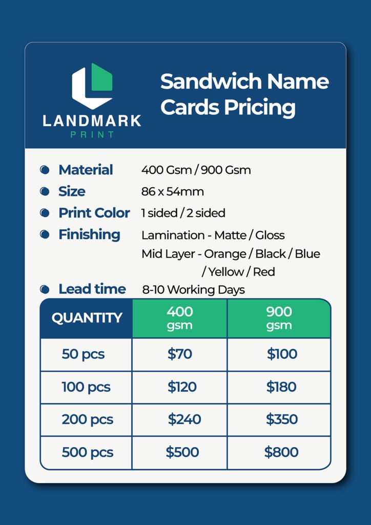Sandwich Name Card Printing Singapore | Extra Thick Cards – Landmark Print
