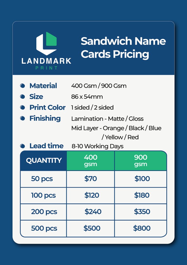 Sandwich Name Card Printing Singapore | Extra Thick Cards – Landmark Print