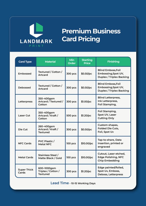 Premium Business Card Printing Singapore | Luxury Name Cards – Landmark ...